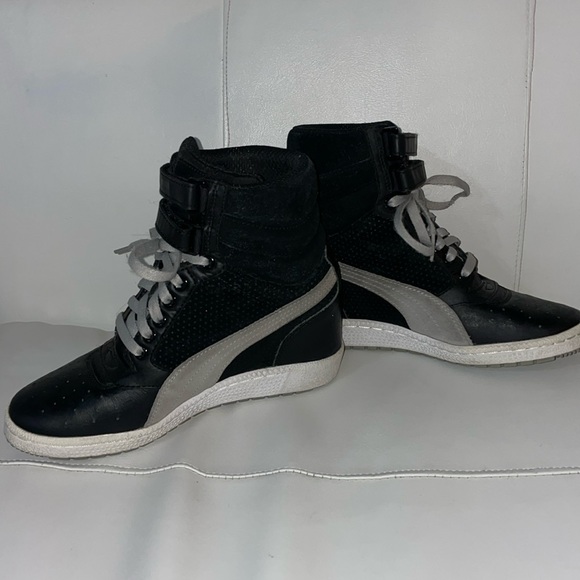 Puma | Shoes | Puma Contact Sky High Wedge Sneakers Black Gray Suede ...